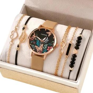 Relógio Feminino Vinkin Dourado Borboleta + Kit 5 Pulseiras - CADVAN ...