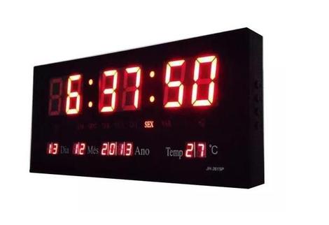 Relógio Led Digital Vermelho com Calendário/Hora/Temperatura 46cm ...