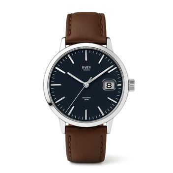 Relógio Masculino de Couro Amazônia Fundo Azul Prata 40mm - Bazeli ...