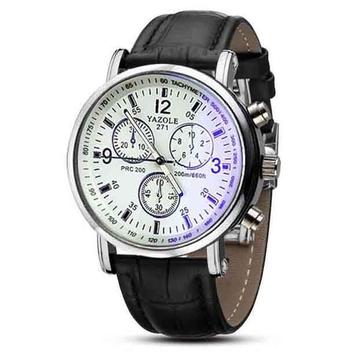 Relógio Masculino Yazole 271 Branco Pulseira Preta Quartzo - Relógio ...