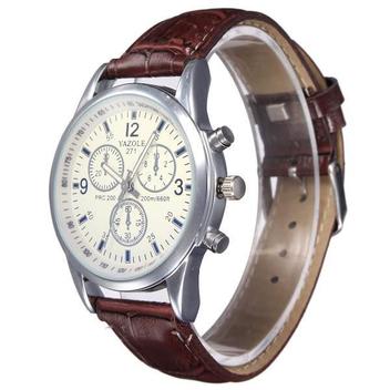 Relógio Masculino Yazole 271 Marrom Branco - Relógio Masculino ...