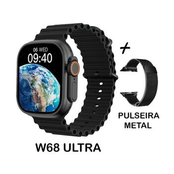 Relogio Smart Watch8 W68 Ultra 45mm Tela Infinita + Pulseira Metal ...