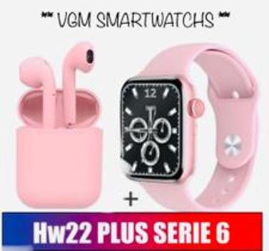 Relogio smartwatch hw22 plus 44mm serie 6 mais fone cor:rosa - VGM ...