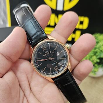 Relógio Technos Masculino Executive Pulseira em Couro Croco Preto e caixa em Ouro Rosé 2115TYM ...