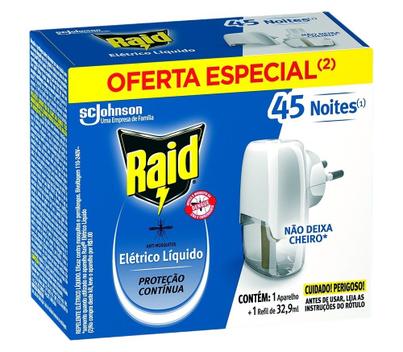 Repelente Elétrico Líquido Raid Aparelho + Refil - JeJ - Johnson ...