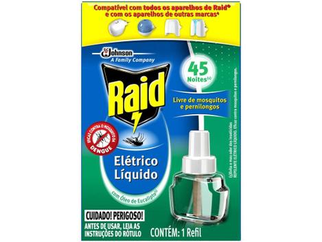 Repelente Elétrico Líquido Raid Eucalipto - Refil 32,9ml 45 Dias ...