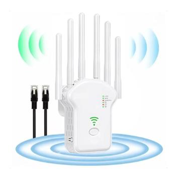 Repetidor WiFi de Alta Potência Amplificador e Extensor de Sinal Wireless com 6 Antenas para ...