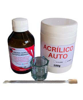 Resina Acrílica Autopolimerizável Incolor 100ml + 100 Gr + Kit Inox ...