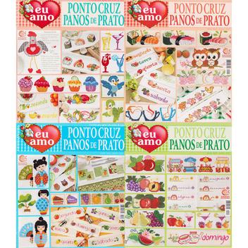 Revista Bordados Modernos Eu Amo Ponto Cruz Receitas Pano de Prato Kit ...