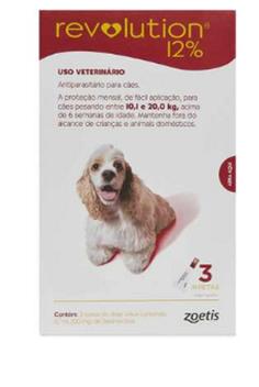 Revolution Zoetis 12% 1,0 ml para Cães de 10 a 20 kg - cx3 - Vermífugo ...