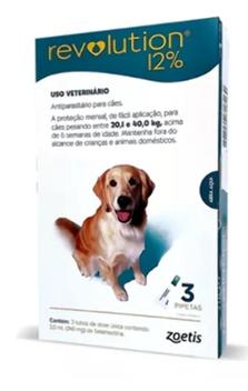 Revolution Zoetis 12% 2,0 ml para Cães de 20 a 40 kg - cx3 - Vermífugo ...
