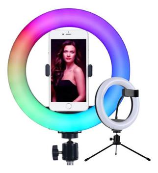 Ring Light Iluminador Rgb 20cm 8 Polegadas+mini Tripe - Alinee - Ring Light - Magazine Luiza