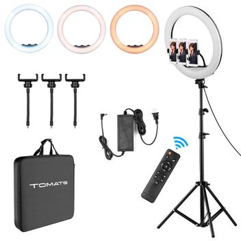 Ring Light Led 55w Tomate 45cm Com Dimmer E Controle + Tripé 1.80m ...