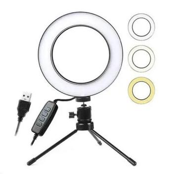 Ring Light Led Mesa Iluminador Pequena Tripé 6 Polegada 16Cm - BCS ...