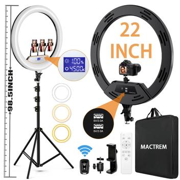 Ring Light MACTREM de 22 polegadas com suporte, tripé e display LCD - Iluminadores - Magazine Luiza