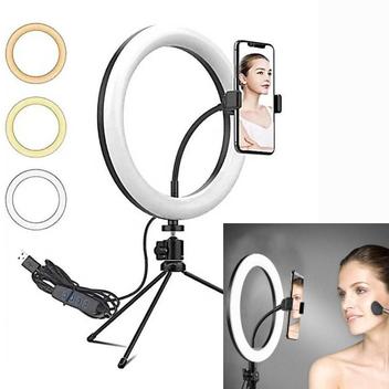 Ring Light Profissional Iluminação 20Cm Mini Tripé Suporte - Nodeck ...