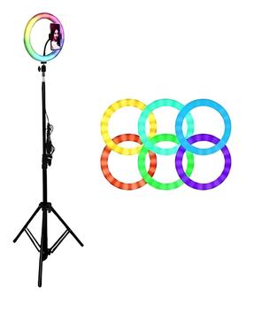 Ring Light Rgb Colorida 26 Centimetros Led + Tripé 2.10 M - sem - Ring ...