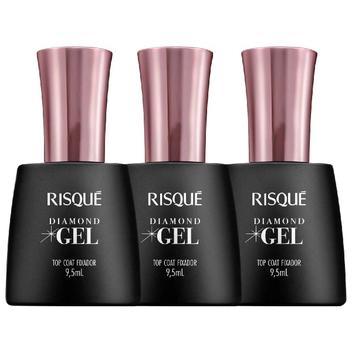 Risque Diamond Gel Top Coat Fixador 9,5mL Com 3 Unidades - Top Coat ...