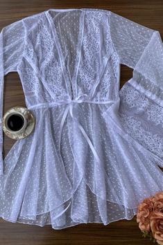 Robe Feminino Casual em Tule e Renda Flores - Delicadas Moda Íntima ...