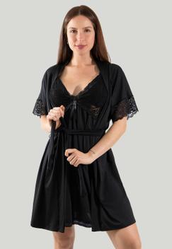 Robe Romantic Com Renda Diluxo Preto - Roupão e Robe Feminino ...