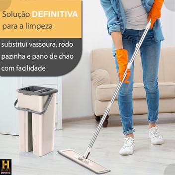 Rodo Flat Mop Balde 5 Litros Com Panos De Microfibra Profissional Linha ...