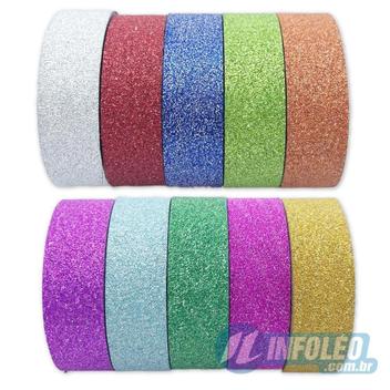 Rolo Fita Glitter 1,4cm 3MT Washi Tape AG0029 - Unidade - Fita Adesiva ...