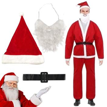 Roupa de Papai Noel de Feltro Tamanho Único com Blusão, Calça, Gorro ...