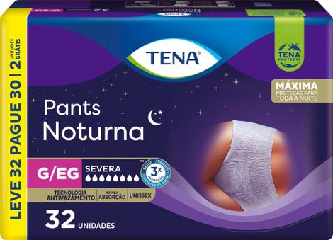 Roupa Íntima Descartável Tena Pants Noturna G/EG 32 unidades - Roupa ...