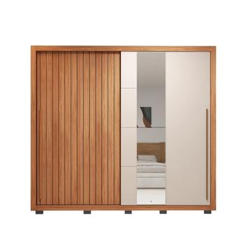 Roupeiro Casal 2 Portas Correr Caemmun Romanus Lux 2,40m c Espelho Freijó Off White - Guarda ...