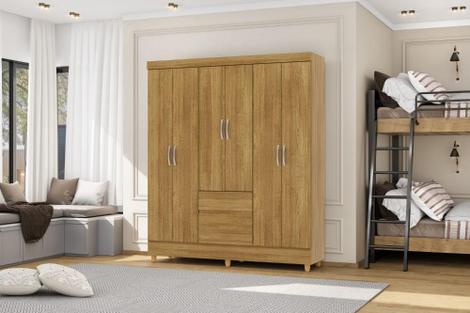 Roupeiro Ideal Plus 6 Portas e 2 Gavetas - Nature - Vila Rica - Guarda ...