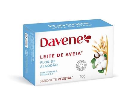 Sabonete Vegetal Davene Leite de Aveia Flor de Algodão - 90g - Sabonete ...