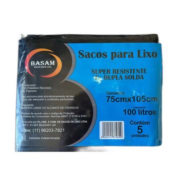 Saco para lixo 100 Litros - Pacote com 5 unidades - BASAM - Saco de Lixo - Magazine Luiza