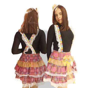 Saia com Suspensório Festa Junina Adulta Xadrez Colorida - Gugudada ...