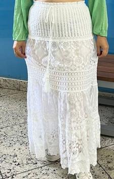 Saia Longa Branca Algodão Bordado Lese - Bella Modas - Saia Feminina ...