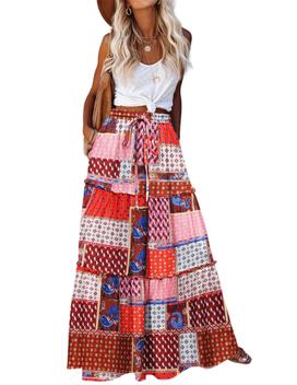 Saias boho femininas Zeagoo, saia maxi longa e fluida de verão com ...