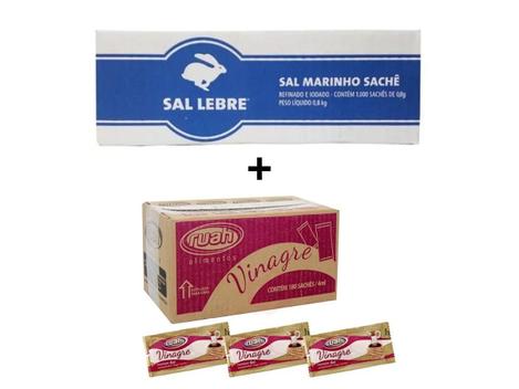 Sal Sachê Lebre 0,8g Caixa Com 1000 Unidades + Vinagre Ruah Sachê 4ml ...