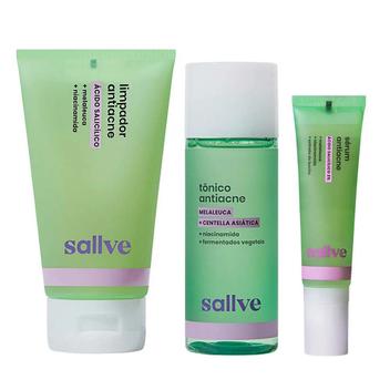 Sallve Kit - Gel Antiacne + Tônico Antiacne + Sérum Facial Antiacne ...