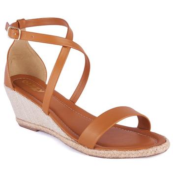 Sandália Anabela Feminina Básica Dia a Dias Salto Alto Casual Sola ...