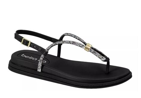 Sandália Beira Rio Flat Feminino Strass 8513.109.27079 - Sandália ...