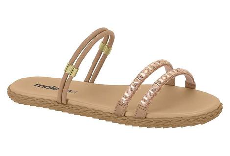 Sandália Feminina Rasteira Moleca Strass 5452-139 - Rasteirinha ...