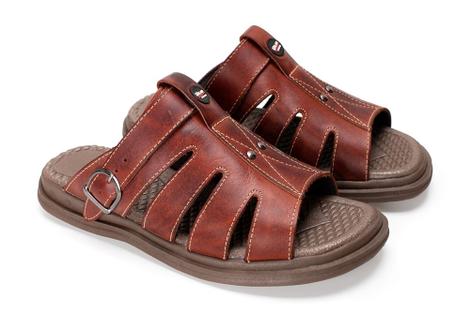 Sandália Masculina Chinelo P/ Idosos Em Couro Ortopédico - F Boots ...