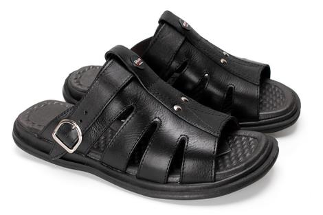 Sandália Masculina Chinelo P/ Idosos Em Couro Ortopédico - F Boots ...