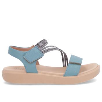 Sandália Plataforma Couro Azul Fecho-Flex - Usaflex - Sandália Feminina ...