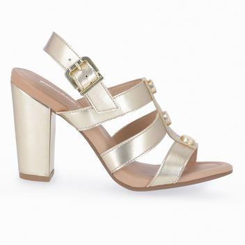 Sandália Rafa Salto Alto Ouro - PICCADILLY - Sandália Feminina - Magazine Luiza