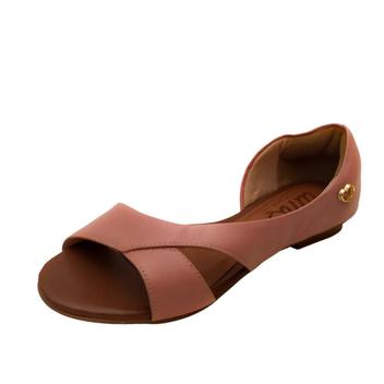 Sandália Rasteira em Couro Moema Rosa Antigo - Amo Calçados - Sandália ...