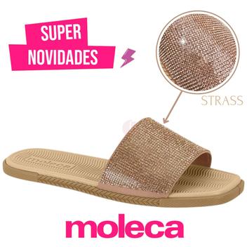 Sandalia Rasteira Moleca Original Feminina Rasteirinha Flat Strass ...