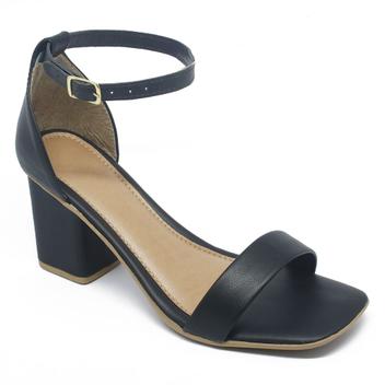 Sandália Salto Médio Feminina com Fecho Fivela Moda Casual - Sofi Shoes ...