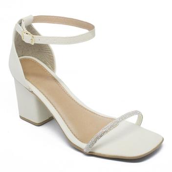 Sandália Salto Médio Feminina Fecho Fivela Moda Casual Stras - Sofi ...