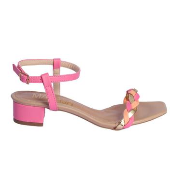 Sandália Trança Pink e Laranja Salto Grosso - MAHASA - Sandália ...