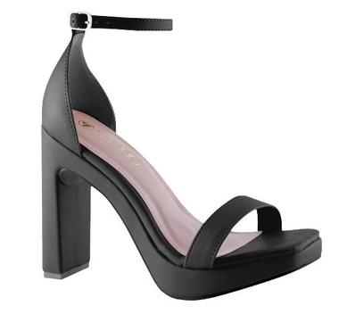 Sandália Via Uno 554005 Salto grosso Meia Pata calcanhar Feminina ...